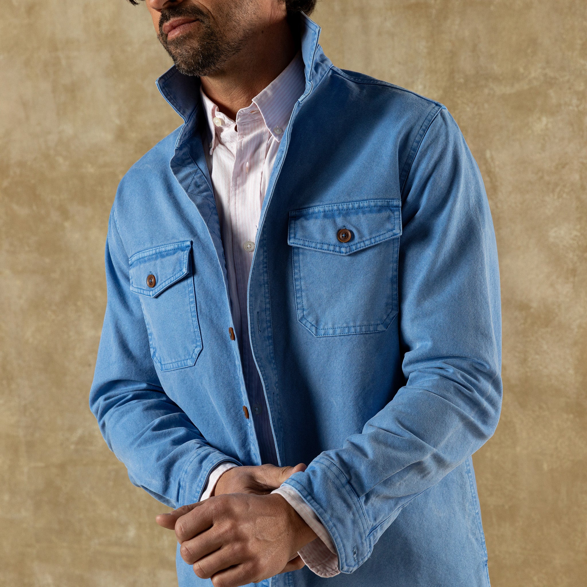 Garment Dyed Duck Canvas Jacket - Cornflower Blue